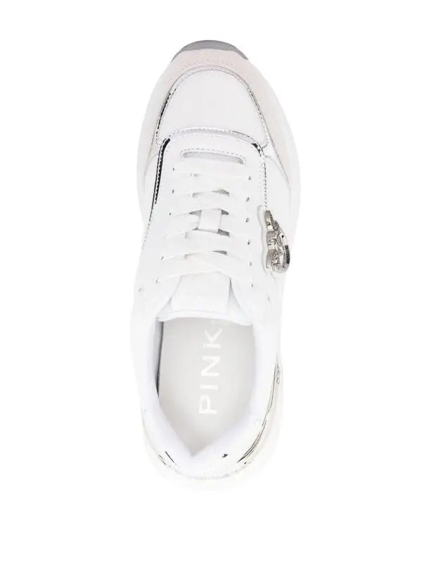 Pinko Love Birds Leather Sneakers - White