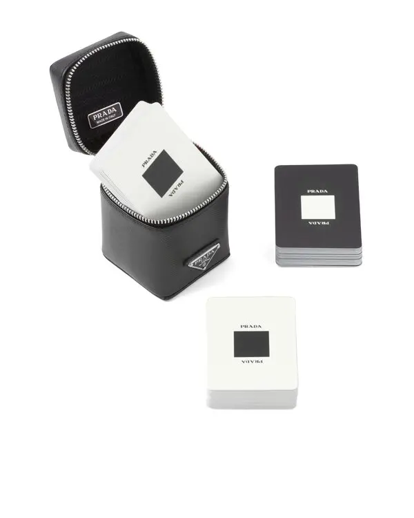 Prada Playing Card Kit With Three Card Decks - Black