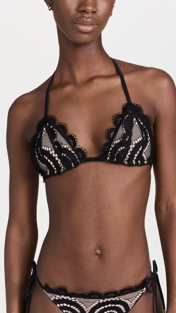 PQ SWIM Lace Triangle Bikini Top - Midnight