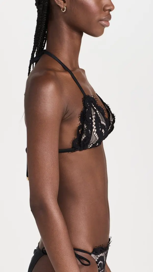 PQ SWIM Lace Triangle Bikini Top - Midnight