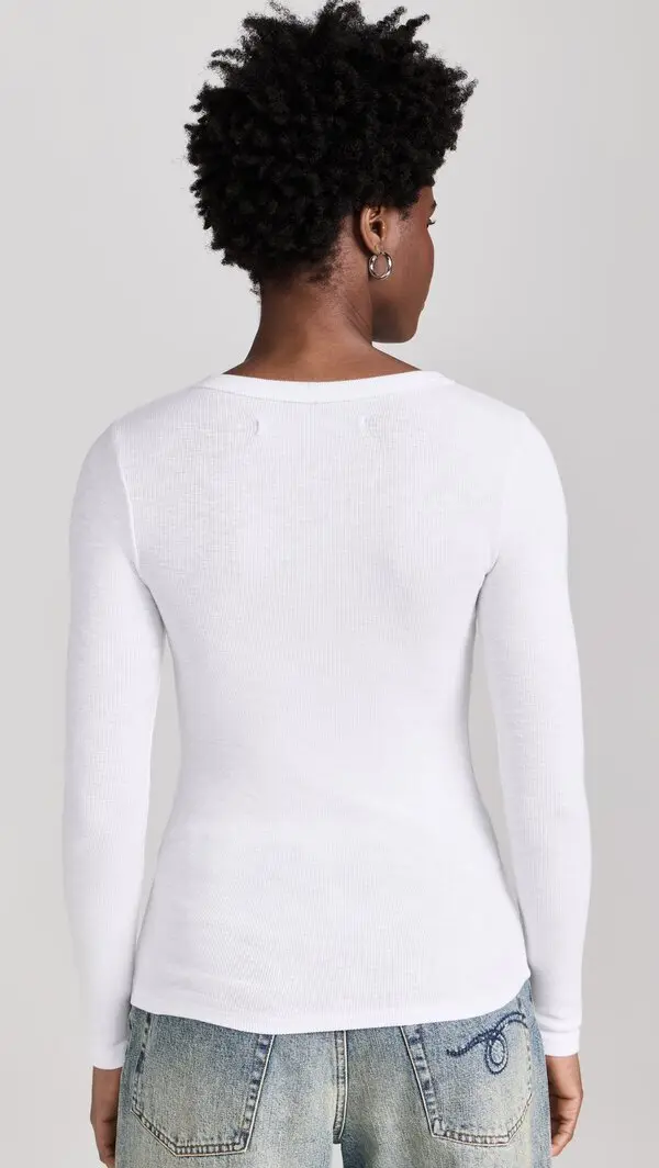 Enza Costa Textured Rib Crewneck T-shirt - White