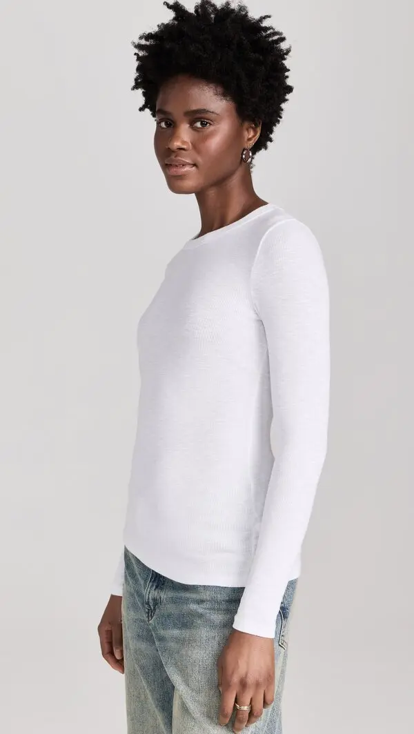 Enza Costa Textured Rib Crewneck T-shirt - White