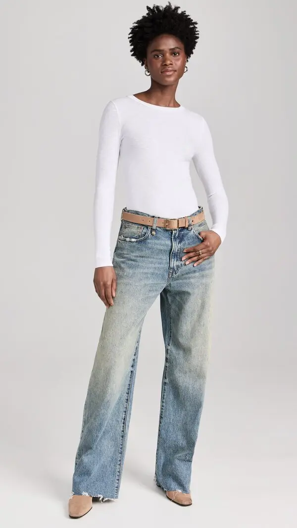 Enza Costa Textured Rib Crewneck T-shirt - White
