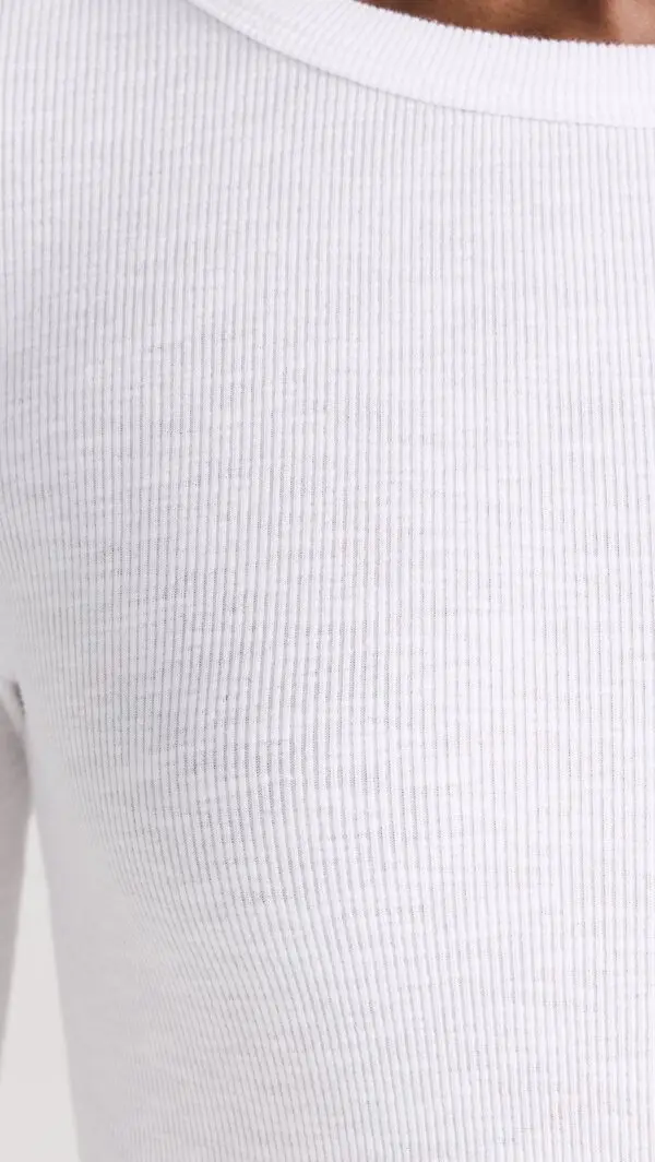Enza Costa Textured Rib Crewneck T-shirt - White