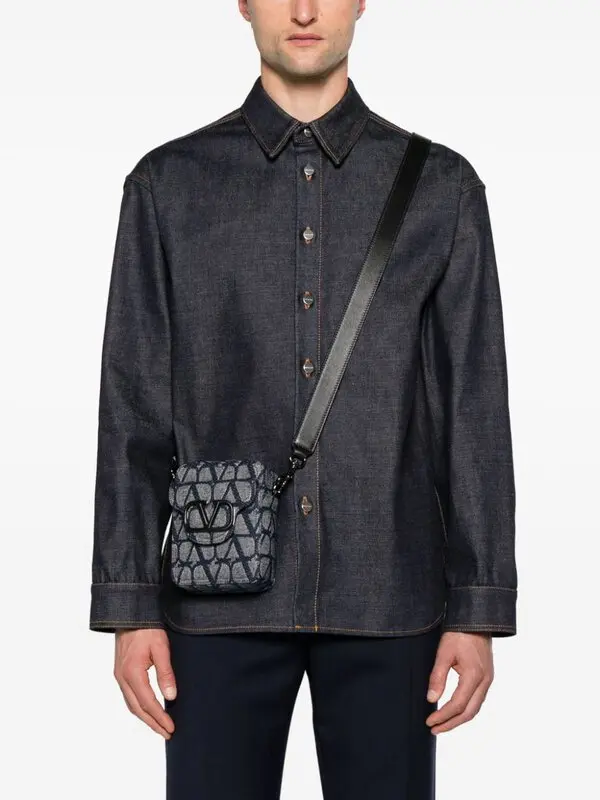 Valentino Garavani Locò Denim Messenger Bag - Blue
