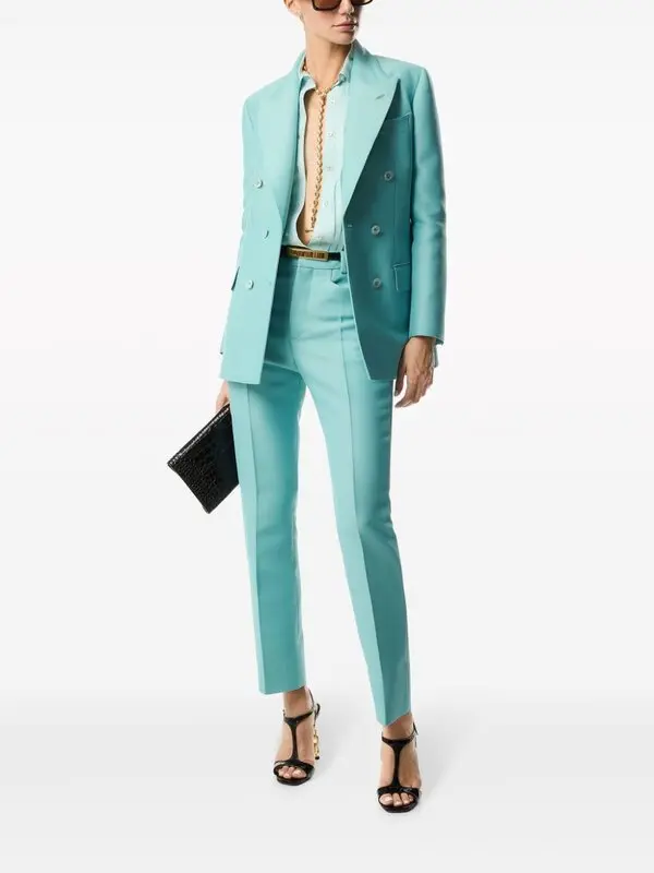 TOM FORD Plissé-detail Silk Shirt - Blue