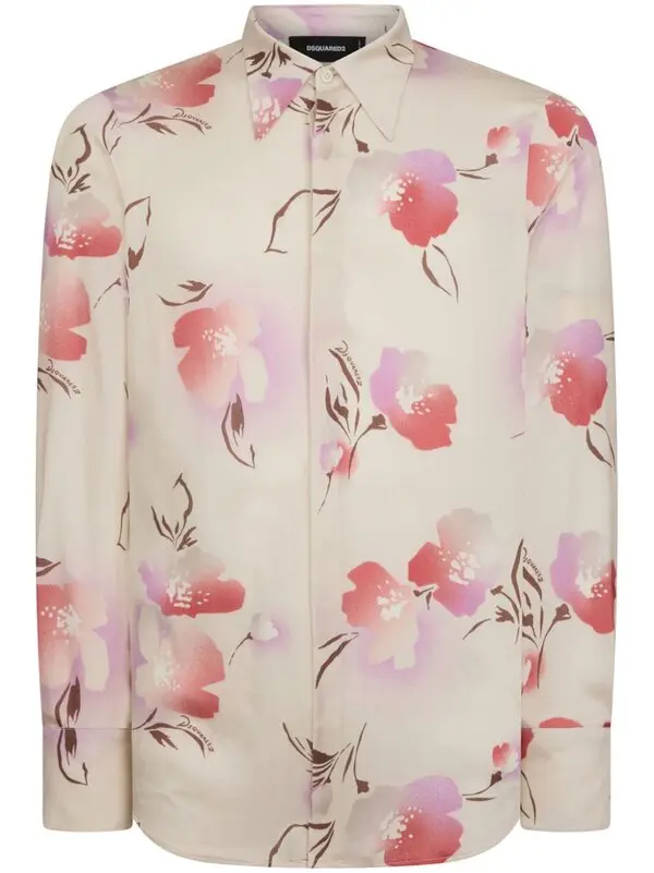 Dsquared2 Floral-print Challis Shirt - Neutrals