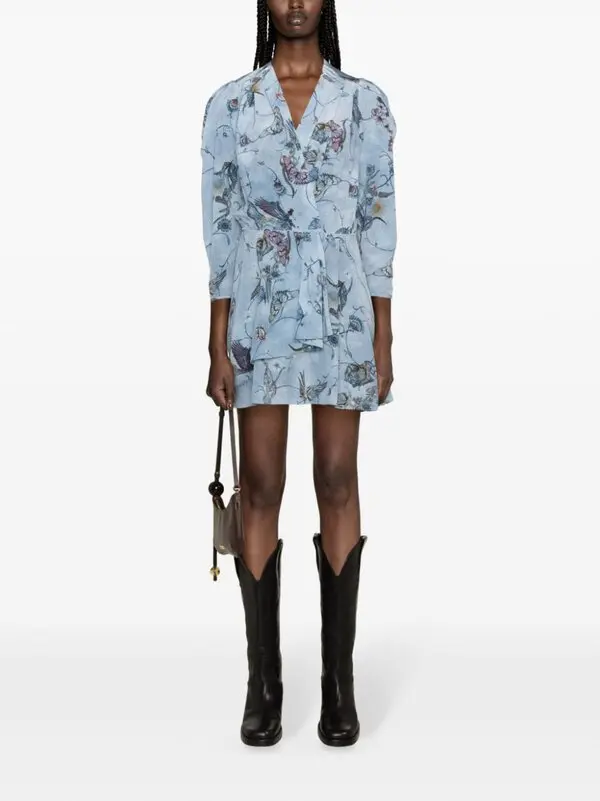 Zadig&Voltaire Rogers Silk Mini Dress - Blue
