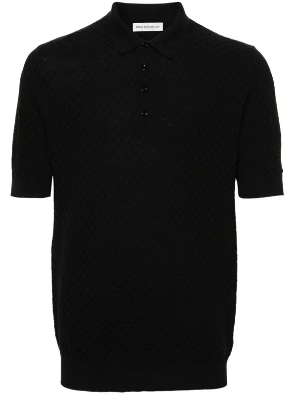 GOES BOTANICAL Interlock Merino Wool Polo Shirt - Black