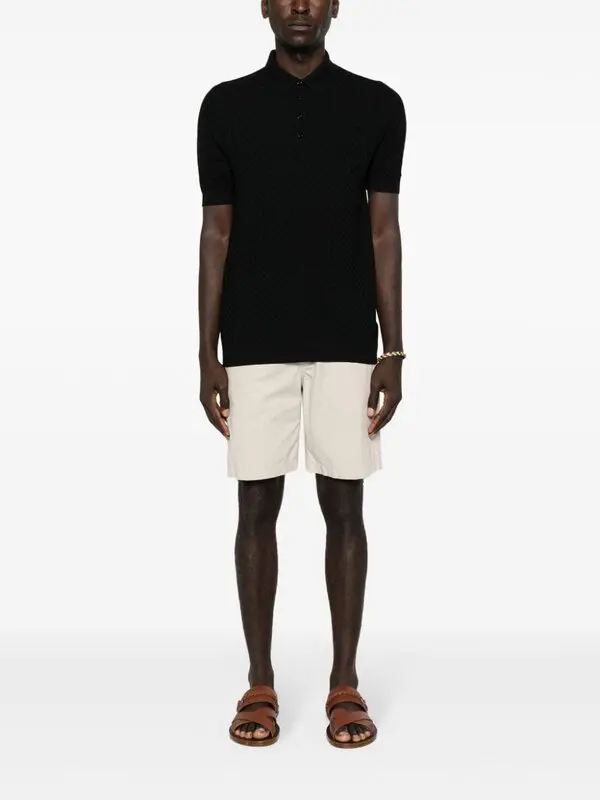 GOES BOTANICAL Interlock Merino Wool Polo Shirt - Black