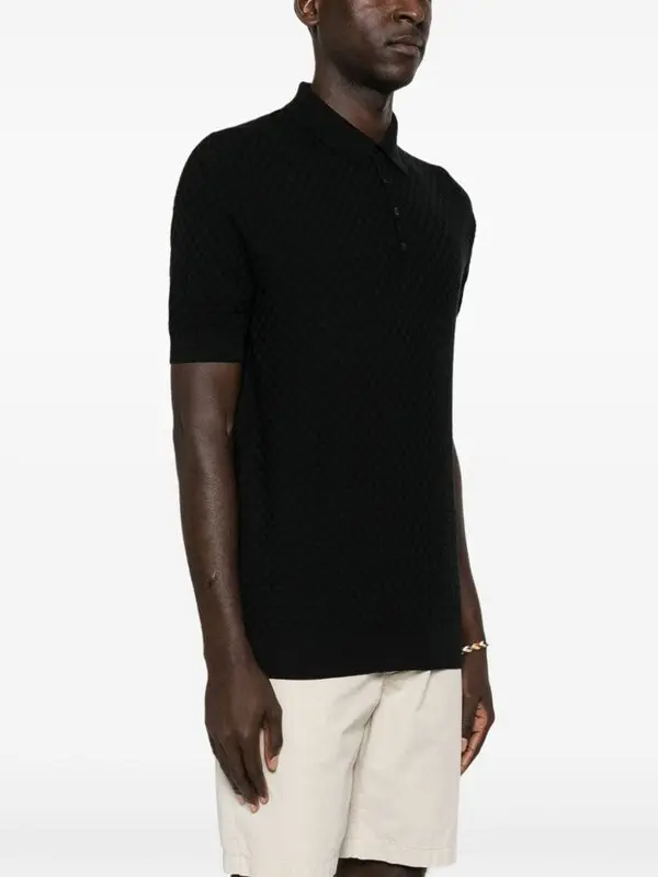 GOES BOTANICAL Interlock Merino Wool Polo Shirt - Black