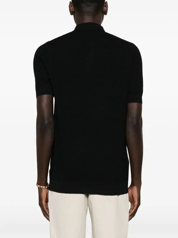 GOES BOTANICAL Interlock Merino Wool Polo Shirt - Black