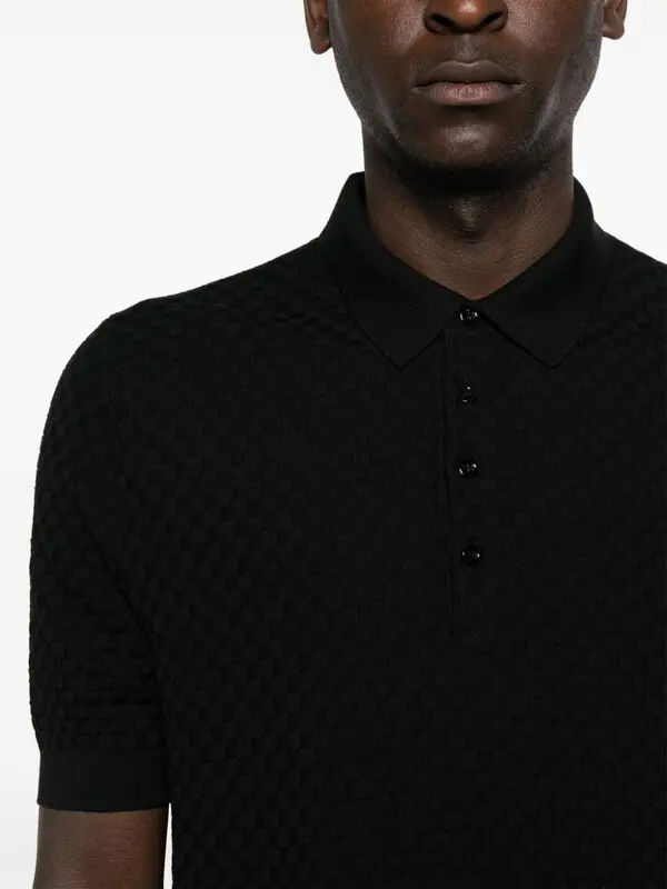 GOES BOTANICAL Interlock Merino Wool Polo Shirt - Black