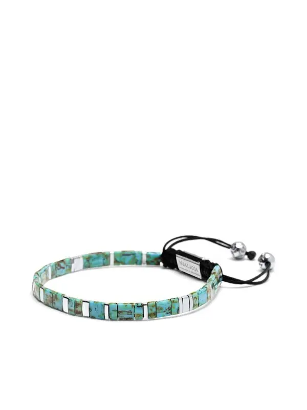 NIALAYA JEWELRY Engraved Beaded Bracelet - Silver