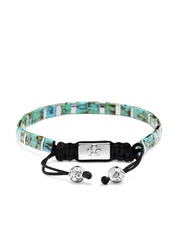NIALAYA JEWELRY Engraved Beaded Bracelet - Silver