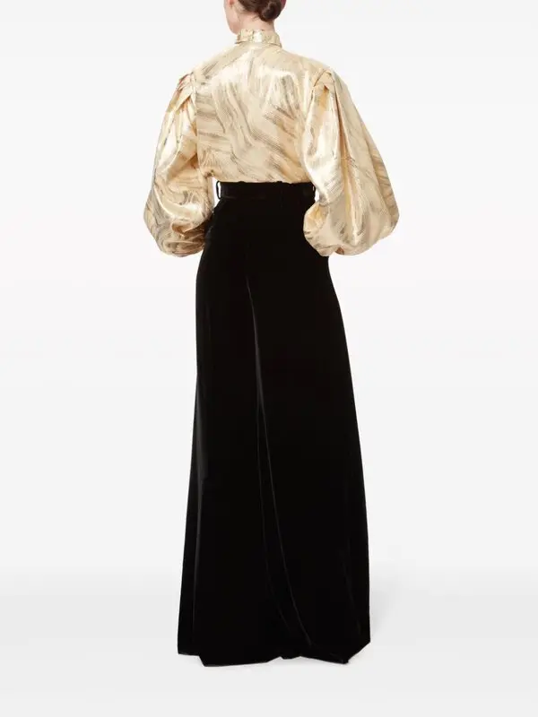 Nina Ricci Pussy-bow Foiled Blouse