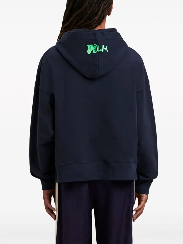Palm Angels Graphic-print Cotton Hoodie - Blue