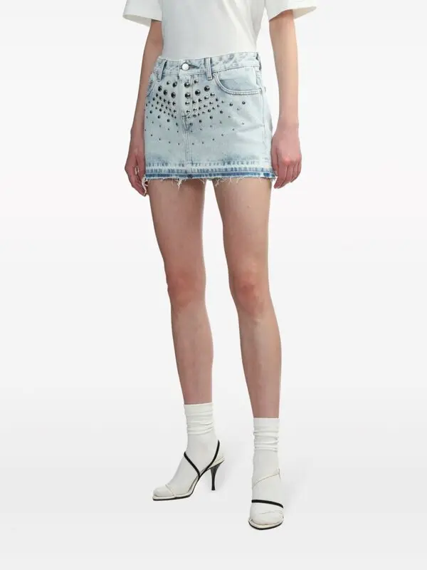 Alessandra Rich Stud-embellished Denim Miniskirt