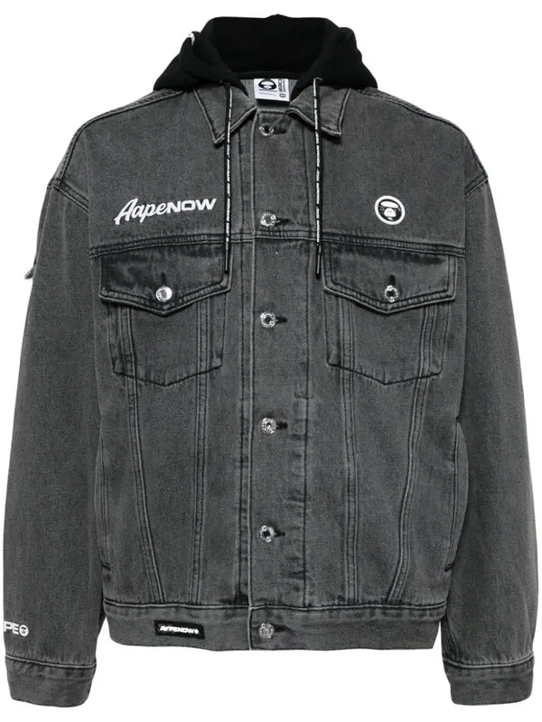 AAPE BY *A BATHING APE Logo-appliqué Hooded Denim Jacket