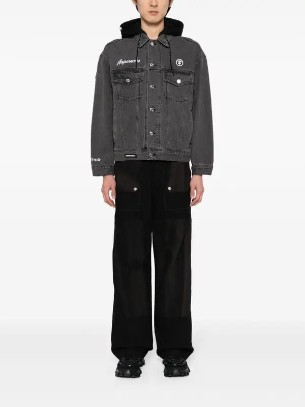 AAPE BY *A BATHING APE Logo-appliqué Hooded Denim Jacket