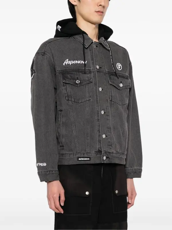 AAPE BY *A BATHING APE Logo-appliqué Hooded Denim Jacket