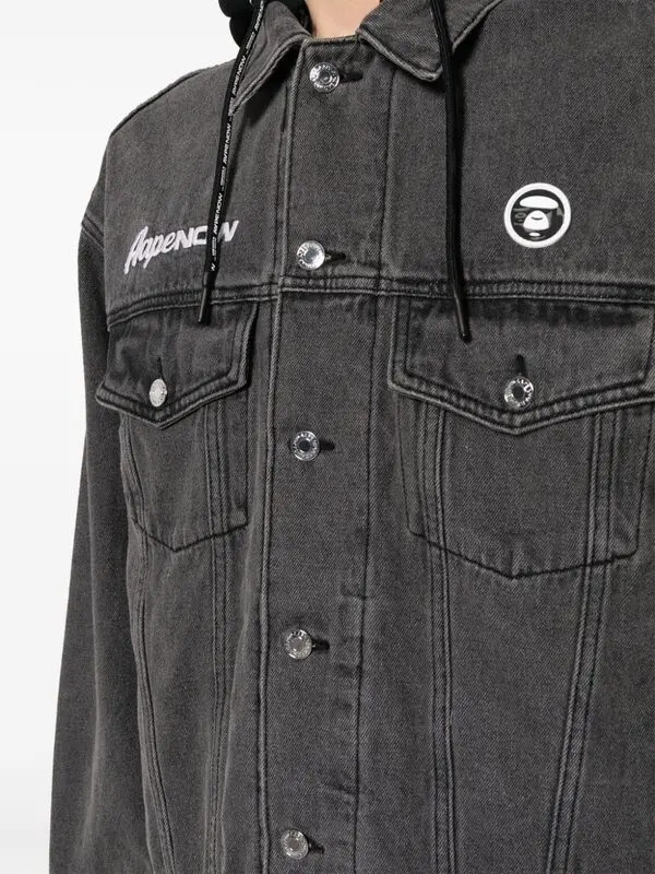 AAPE BY *A BATHING APE Logo-appliqué Hooded Denim Jacket