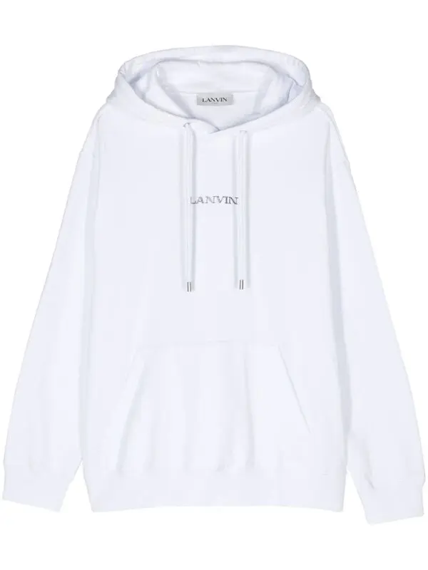 LANVIN Logo-embroidered Hoodie - White