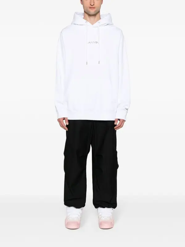 LANVIN Logo-embroidered Hoodie - White