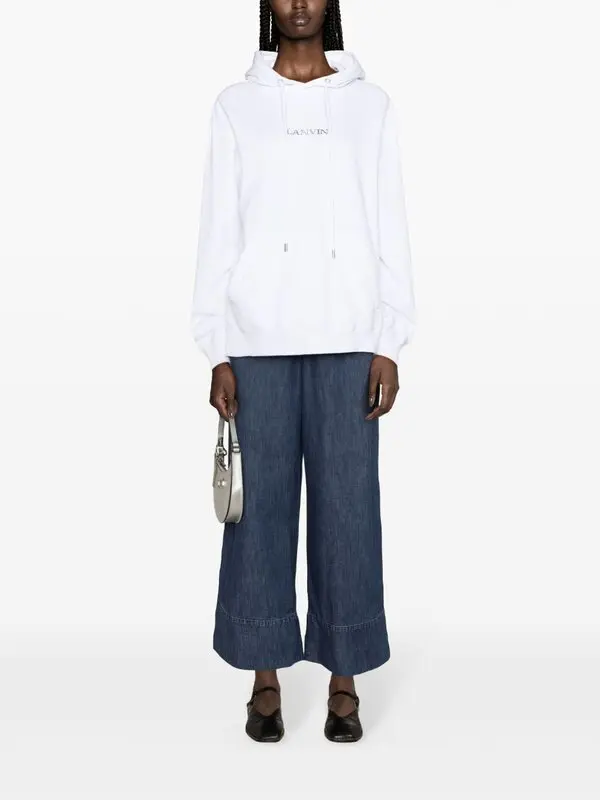 LANVIN Logo-embroidered Hoodie - White