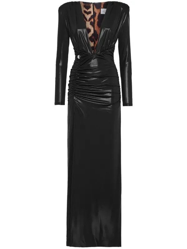 Philipp Plein Ruched Lamé-effect Maxi Dress