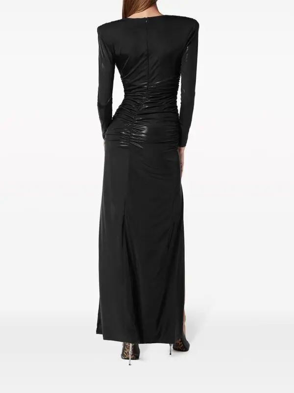 Philipp Plein Ruched Lamé-effect Maxi Dress