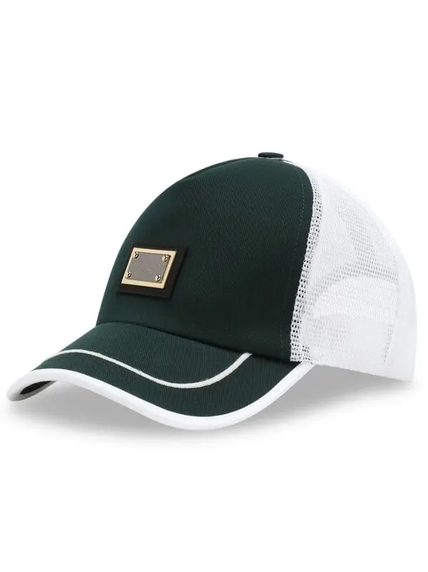 Dolce & Gabbana Logo-plaque Panelled Trucker Cap - Green