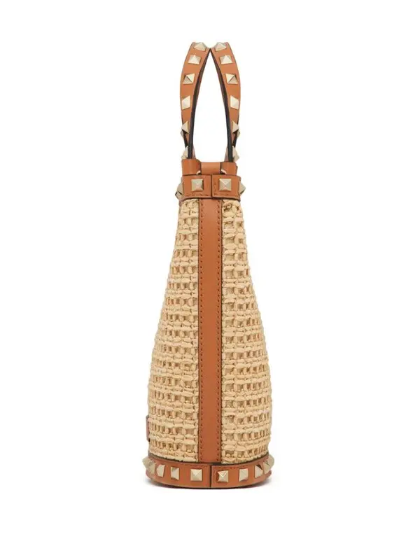 Valentino Garavani Mini Rockstud Raffia Shoulder Bag