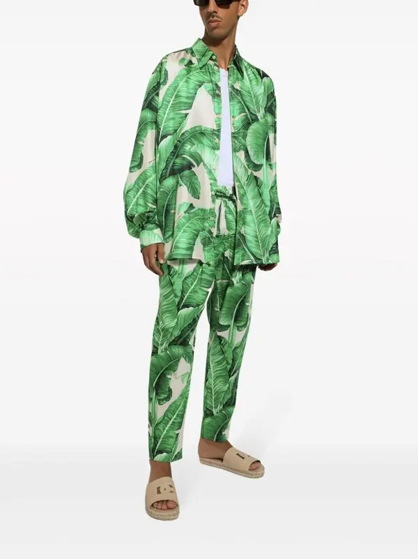 Dolce & Gabbana Leaf-print Silk Shirt