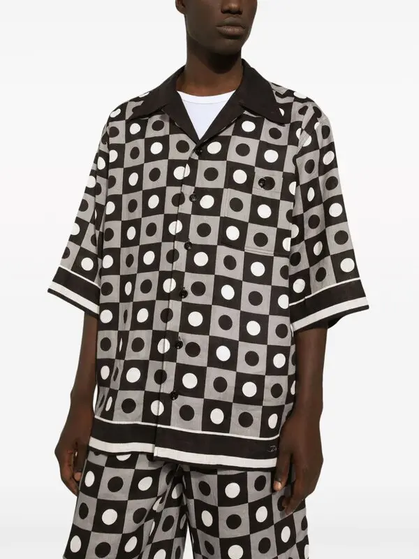 Dolce & Gabbana Geometric-print Linen Shirt