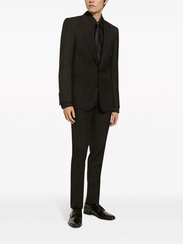 Dolce & Gabbana Pinstripe Wool Blazer - Black