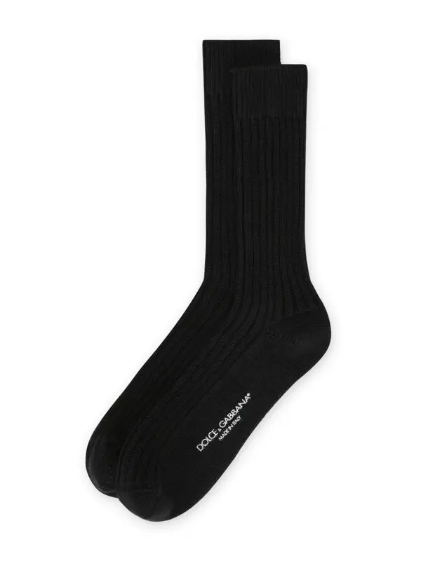 Dolce & Gabbana Intarsia-knit Logo Socks - Black