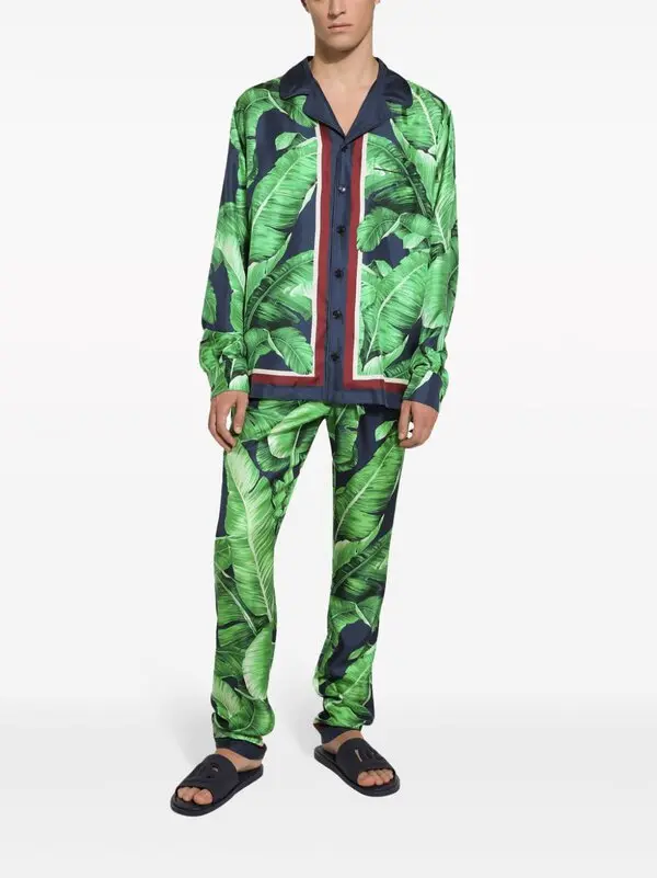 Dolce & Gabbana Banano Print Silk Lounge Trousers - Green