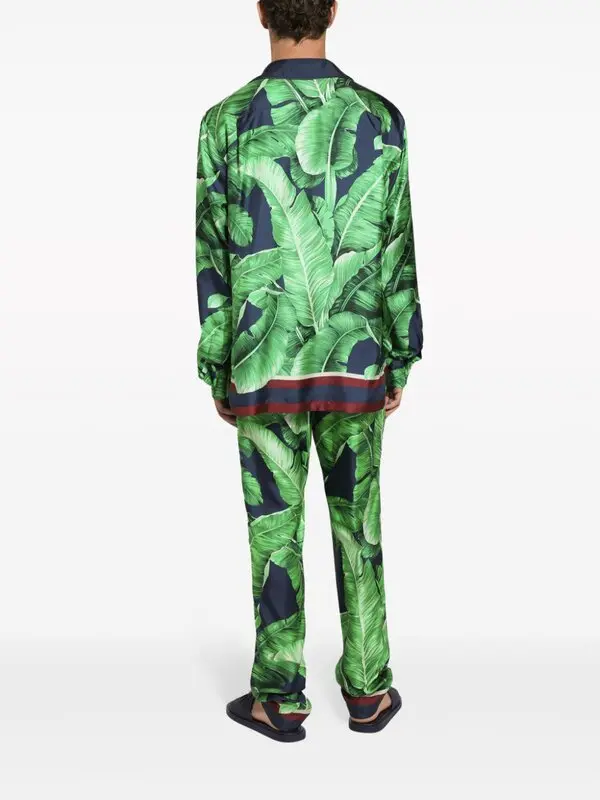 Dolce & Gabbana Banano Print Silk Lounge Trousers - Green