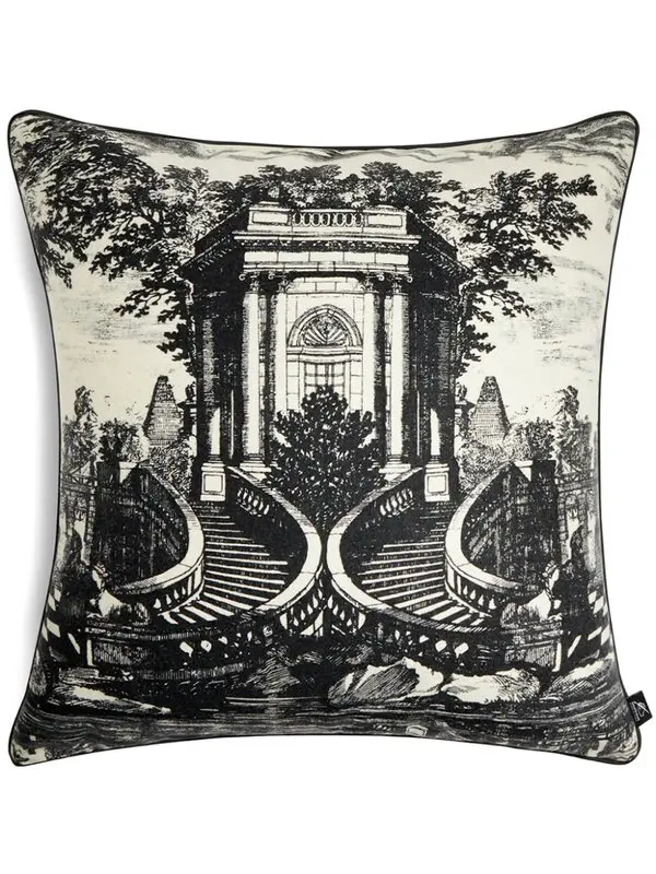 FORNASETTI Giardino Settecentesco Cashmere Cushion - Black