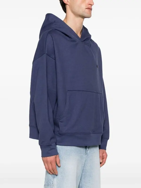 A PAPER KID Logo-plaque Cotton Hoodie - Blue