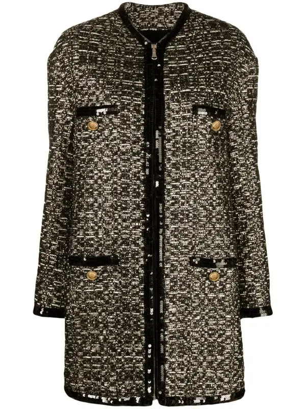 Giambattista Valli Metallic-thread Tweed Midi Coat