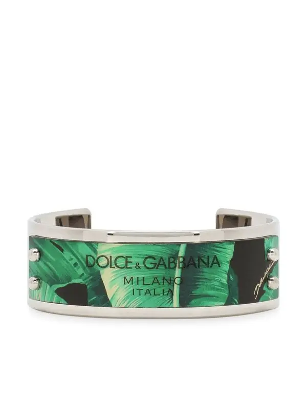 Dolce & Gabbana Banano-print Open-cuff Bracelet - Silver