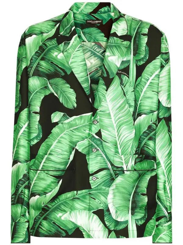 Dolce & Gabbana Leaf-print Silk Shirt - Green