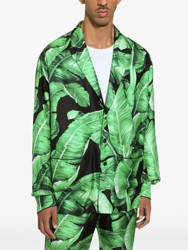 Dolce & Gabbana Leaf-print Silk Shirt