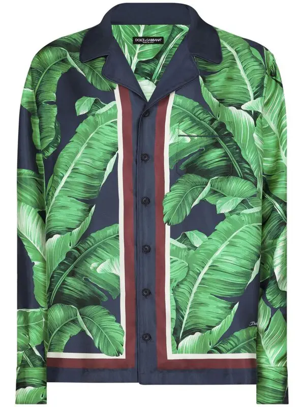 Dolce & Gabbana Leaf-print Silk Shirt - Green