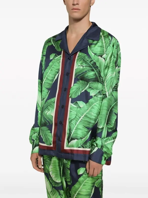Dolce & Gabbana Leaf-print Silk Shirt