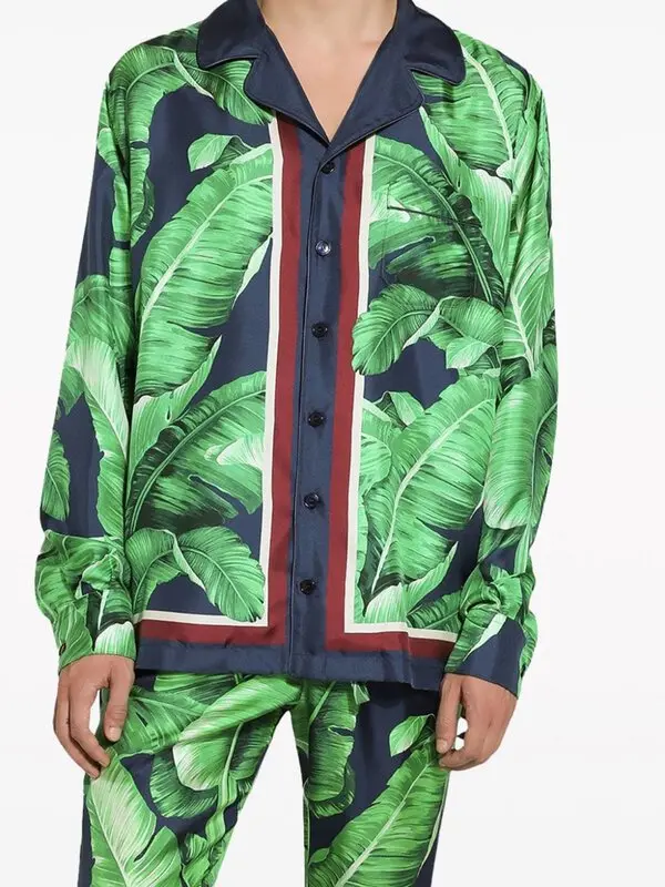 Dolce & Gabbana Leaf-print Silk Shirt