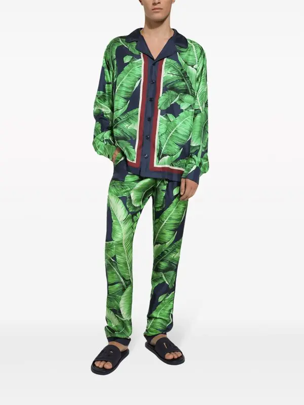 Dolce & Gabbana Leaf-print Silk Shirt