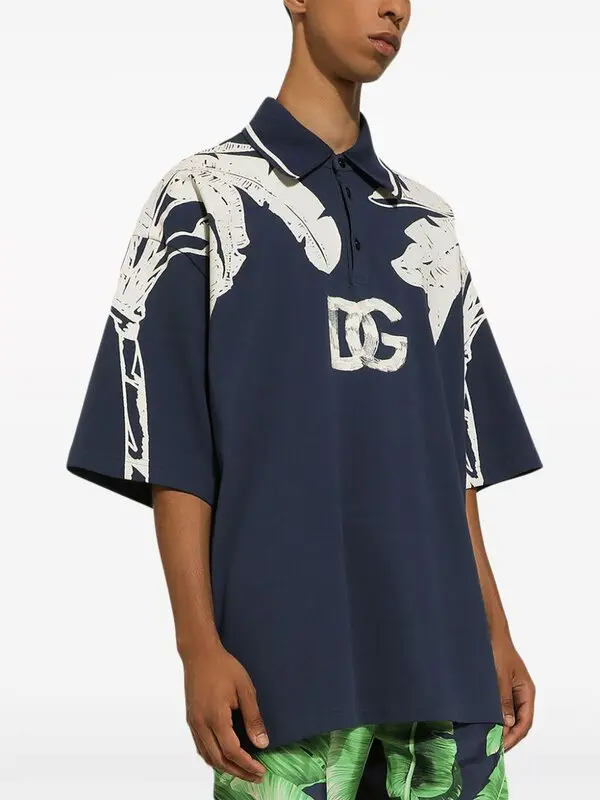 Dolce & Gabbana Banana Tree-print Oversize Polo Shirt